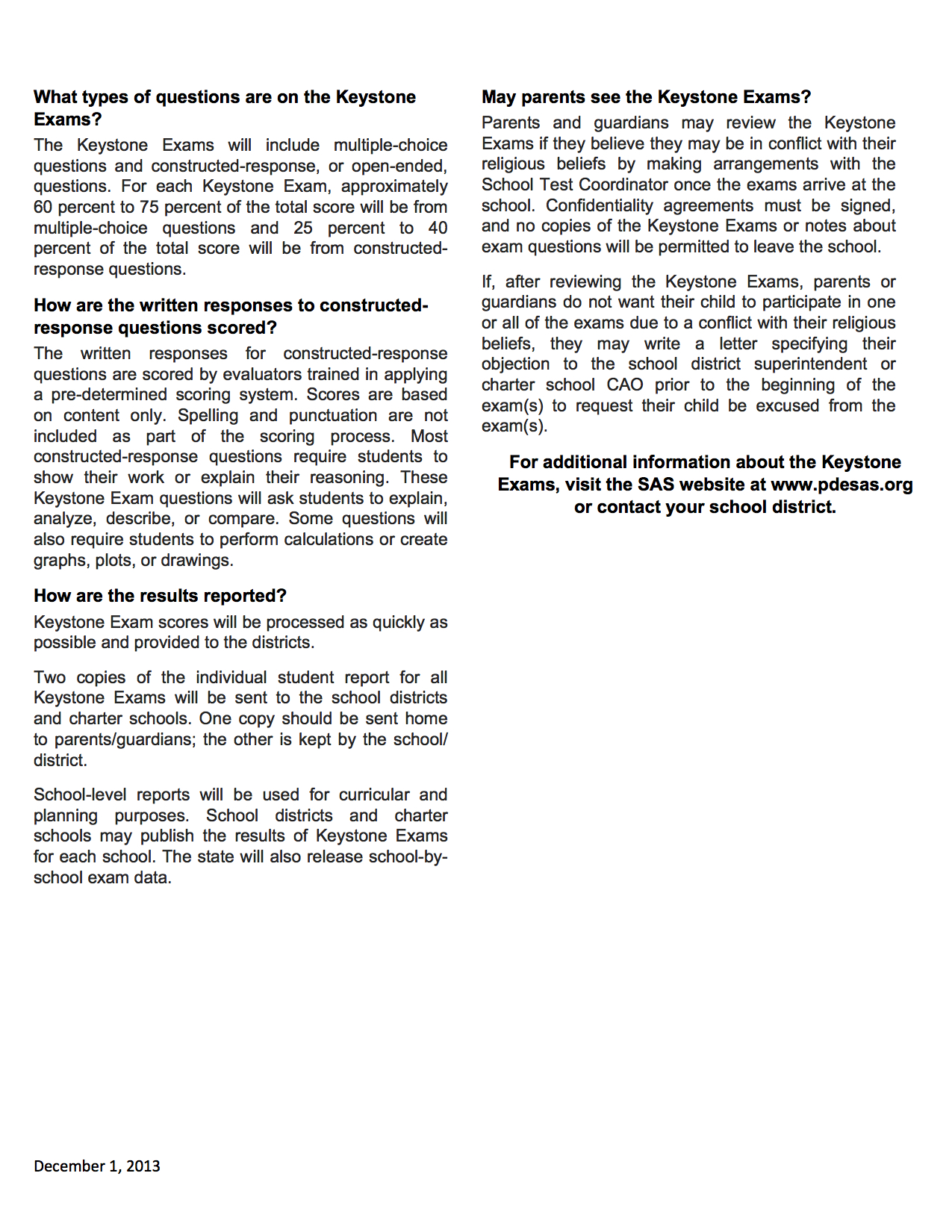 KEYSTONE Exams - Philadelphia Learning Academy West